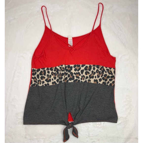 7th Ray | Tops | 7th Ray Women Tank Xl Color Block Red Cheetah Gray ...